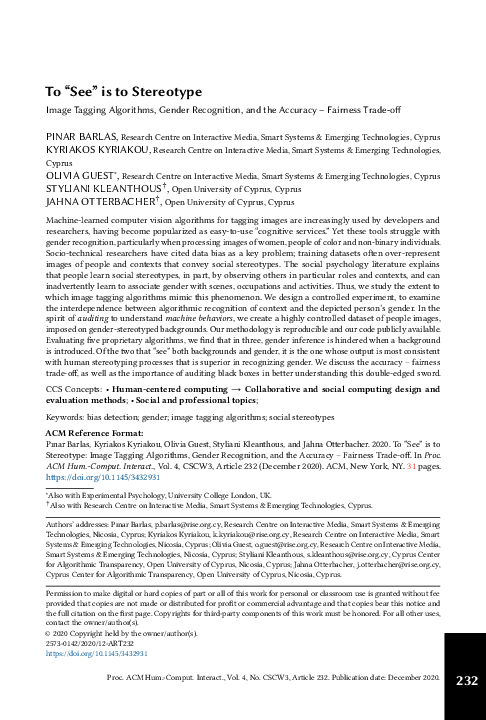 (PDF) To "See" is to Stereotype