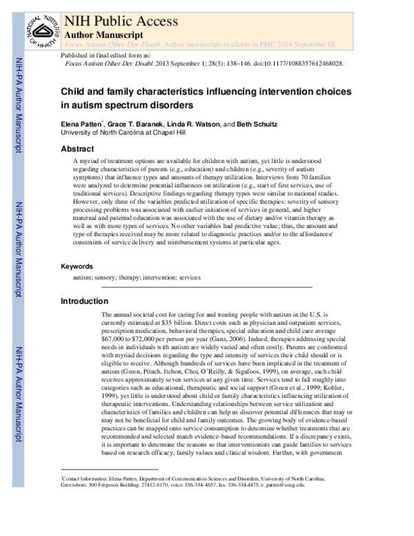 (PDF) Child and Family Characteristics Influencing Intervention Choices ...