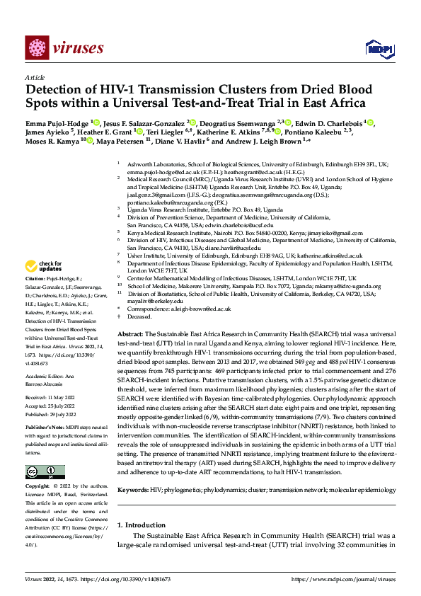 (PDF) Detection of HIV-1 Transmission Clusters from Dried Blood Spots ...