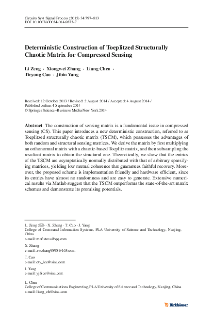 Pdf Deterministic Construction Of Toeplitzed Structurally Chaotic