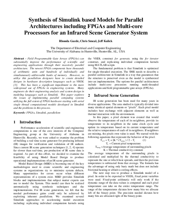 (PDF) Synthesis of Simulink based Models for Parallel Architectures ...