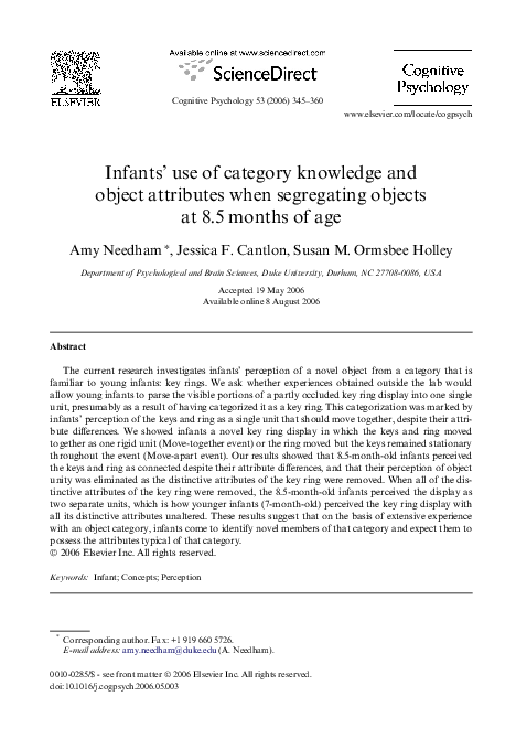 (PDF) Infants' Categorization of Novel Objects at 8.5 Months