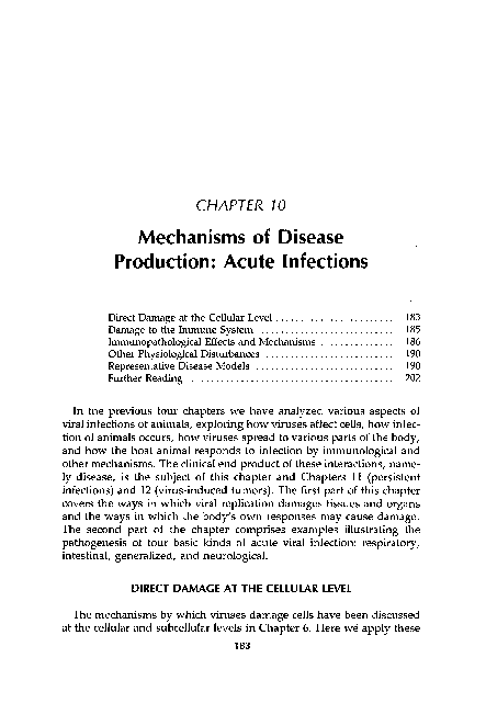 (PDF) Mechanisms of Disease Production: Acute Infections