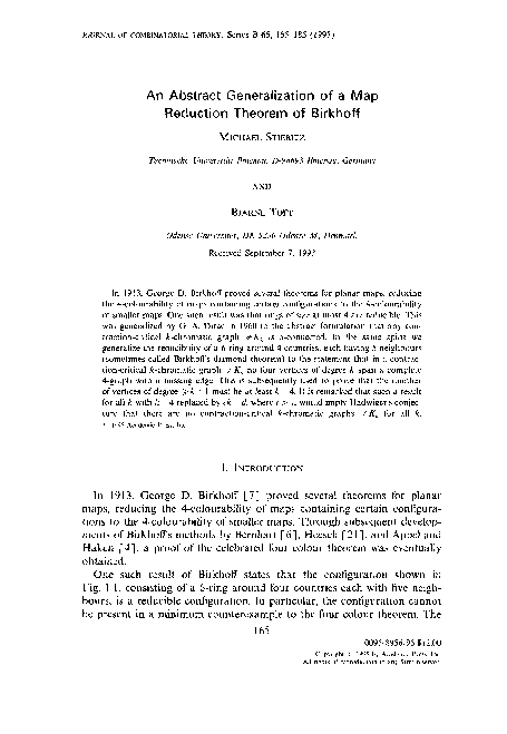 (PDF) An Abstract Generalization of a Map Reduction Theorem of Birkhoff | Bjarne Toft - Academia.edu