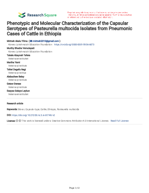 (PDF) Phenotypic and Molecular Characterization of the Capsular ...