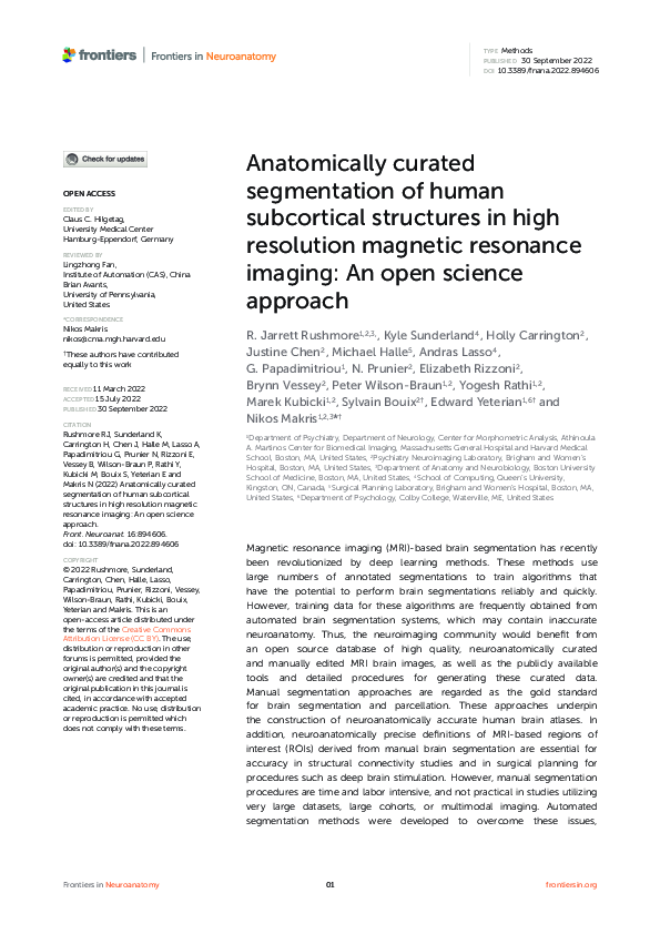 Anatomically Curated Segmentation Of Human Subcortical Structures In