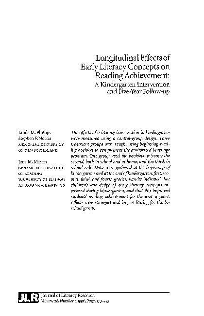 (PDF) Longitudinal Effects of Early Literacy Concepts on Reading ...