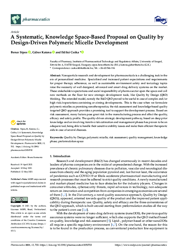 (PDF) A Systematic, Knowledge Space-Based Proposal on Quality by Design ...