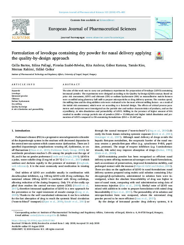 (PDF) Levodopa Nasal Powder via Quality by Design