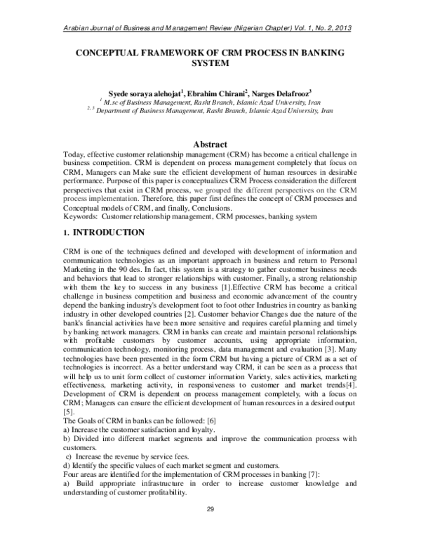 (PDF) Conceptual Framework of CRM Process in Banking System