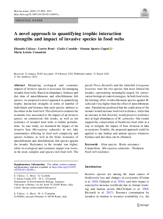 (PDF) A novel approach to quantifying trophic interaction strengths and ...
