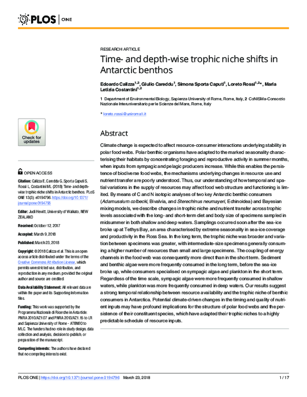 (PDF) Time- and depth-wise trophic niche shifts in Antarctic benthos