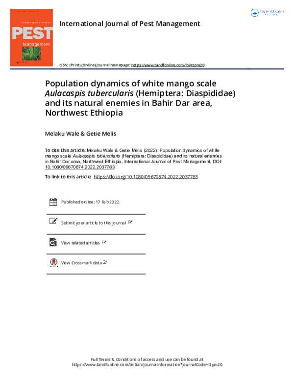 Pdf Population Dynamics Of White Mango Scale Aulacaspis Tubercularis