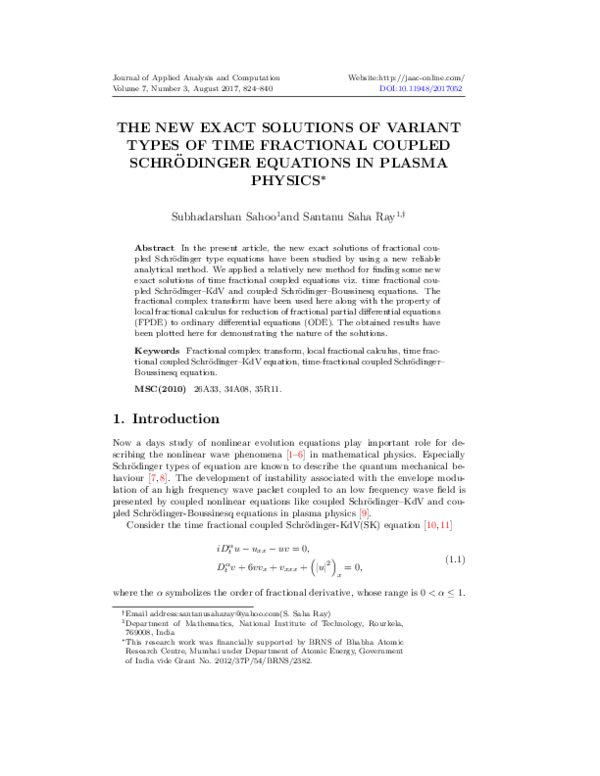 Pdf The New Exact Solutions Of Variant Types Of Time Fractional