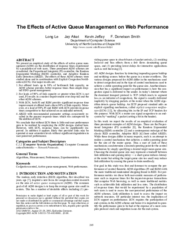 (PDF) The effects of active queue management on web performance