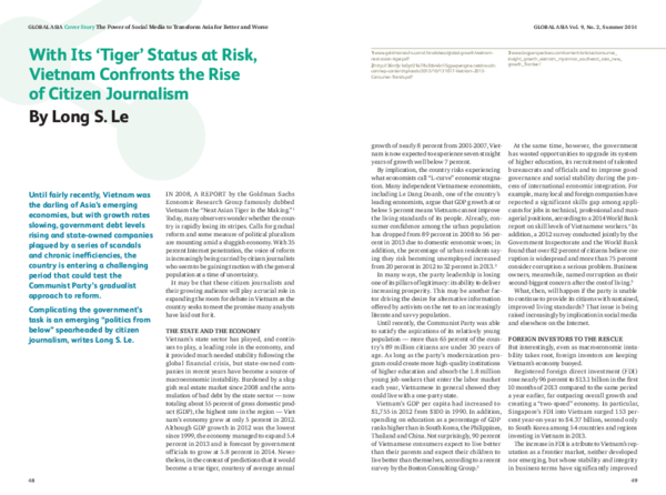(PDF) With Its ‘Tiger’ Status at Risk, Vietnam Confronts the Rise of ...