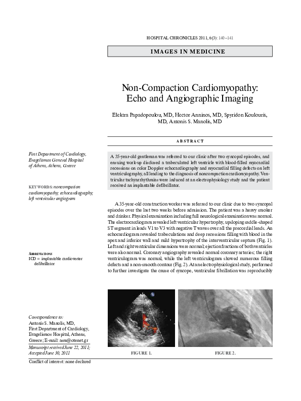 (PDF) Non-Compaction Cardiomyopathy: Echo and Angiographic Imaging