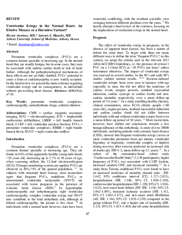 (PDF) Ventricular Ectopy in the Normal Heart. An Elusive Menace or a ...