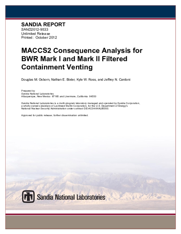 (PDF) MACCS2 consequence analysis for BWR Mark I and Mark II filtered ...