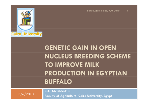(PDF) Genetic gain in open nucleus breeding scheme to improve milk ...