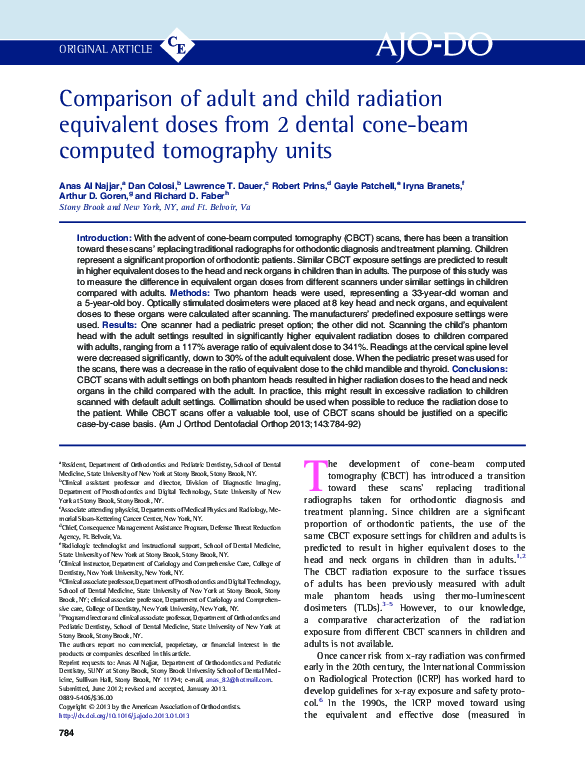 (PDF) Comparison of adult and child radiation equivalent doses from 2 ...