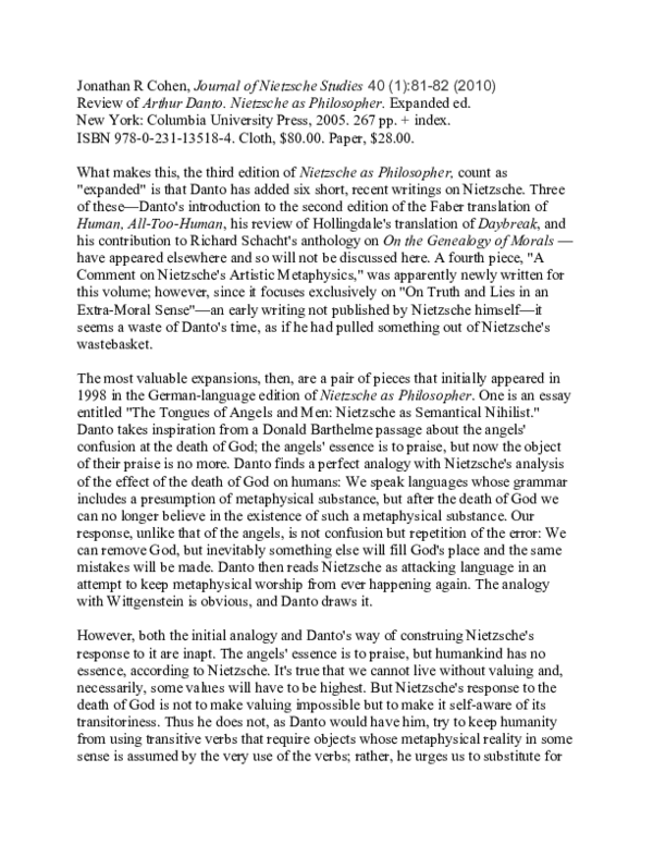 (DOC) Nietzsche as Philosopher (review)
