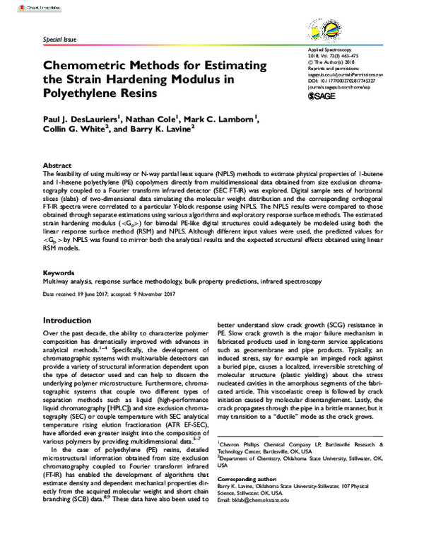 (PDF) Chemometric Methods for Estimating the Strain Hardening Modulus ...