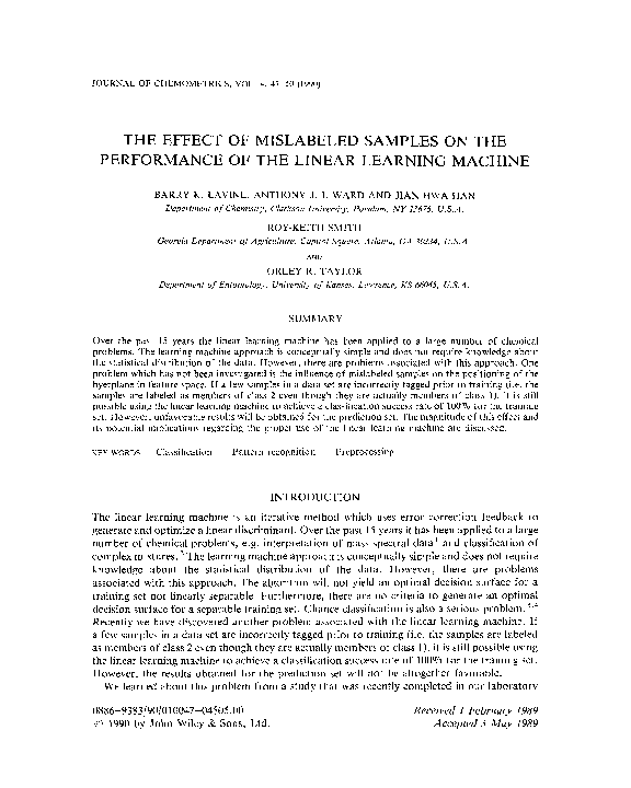 (PDF) The effect of mislabeled samples on the performance of the linear ...