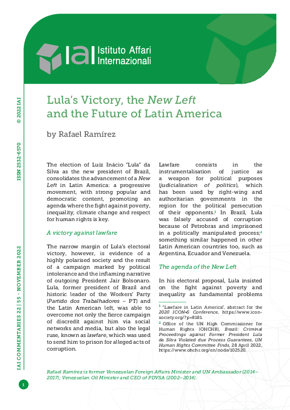 (PDF) Lula’s Victory, the New Left and the Future of Latin America
