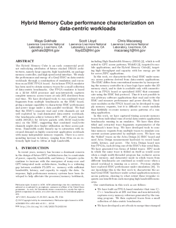 (PDF) Hybrid memory cube performance characterization on data-centric ...