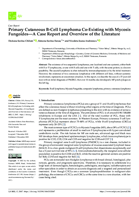 (PDF) Primary Cutaneous B-Cell Lymphoma Co-Existing with Mycosis Fungoides—A Case Report and ...