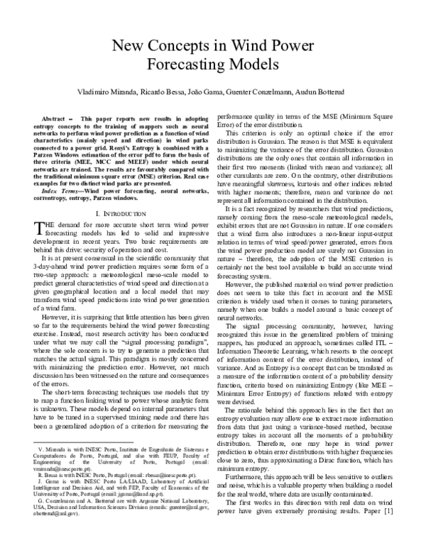 (PDF) Entropy-Driven Wind Power Forecasting Models