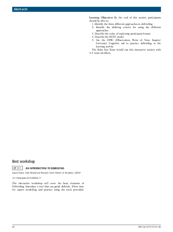 (PDF) An Introduction to Debriefing