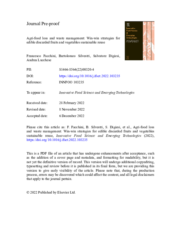 (PDF) Agri-food loss and waste management: Win-win strategies for ...