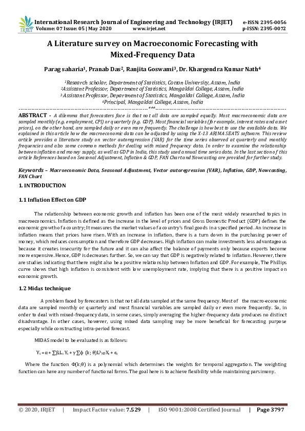 Pdf A Literature Survey On Macroeconomic Forecasting With Mixed Frequency Data