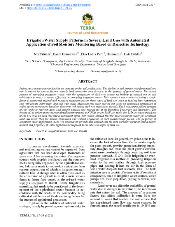 (PDF) Irrigation Water Supply Patterns in Several Land Uses with ...