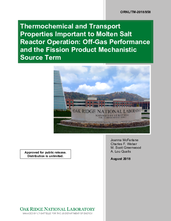 (PDF) Thermochemical and transport properties important to molten salt reactor operation: Off ...