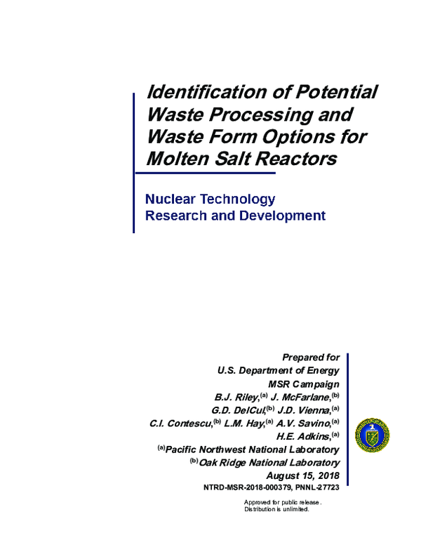 (PDF) Identification of Potential Waste Processing and Waste Form ...