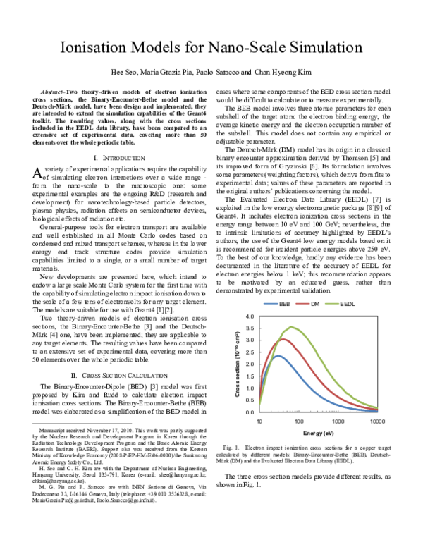 (PDF) Ionisation models for nano-scale simulation