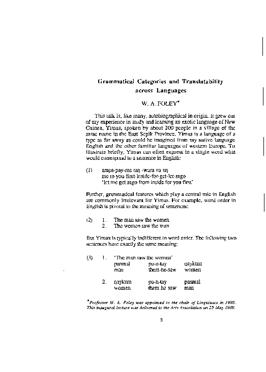 (PDF) Grammatical Categories and Translatability across Languages