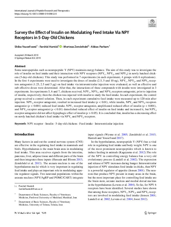 (PDF) Survey the Effect of Insulin on Modulating Feed Intake Via NPY ...