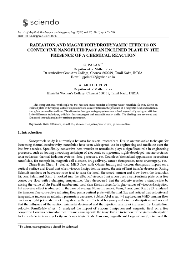 (PDF) Radiation and Magnetohydrodynamic Effects on Convective Nanofluid Past an Inclined Plate ...