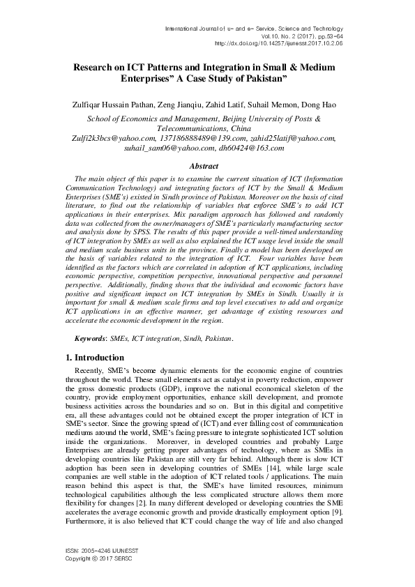 (PDF) Research on ICT Patterns and Integration in Small & Medium ...