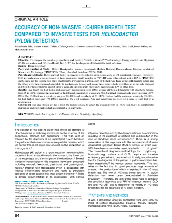 (PDF) Accuracy of non-invasive 13C-Urea Breath Test compared to ...