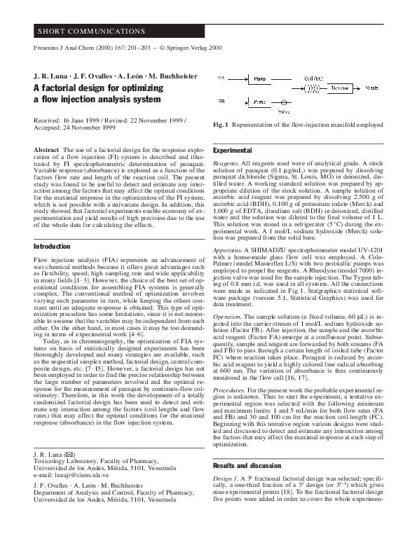 (PDF) A factorial design for optimizing a flow injection analysis system
