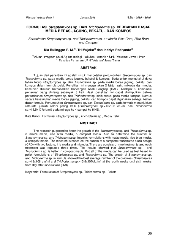 (PDF) FORMULASI Streptomyces sp. DAN Trichoderma sp. BERBAHAN DASAR ...