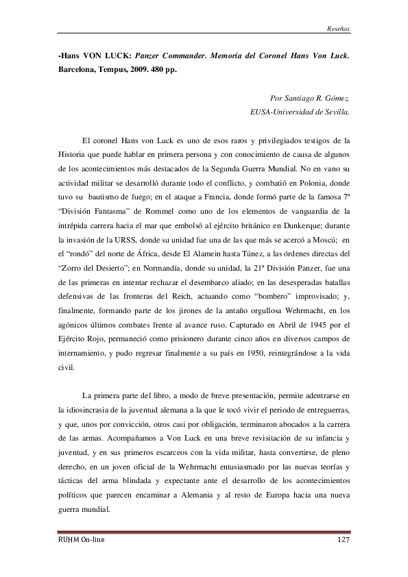 (PDF) Panzer Commander: memoria del coronel Hans Von Luck