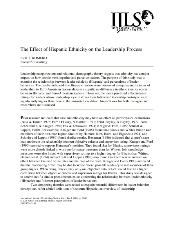 (PDF) The effect of Hispanic ethnicity on the leadership process