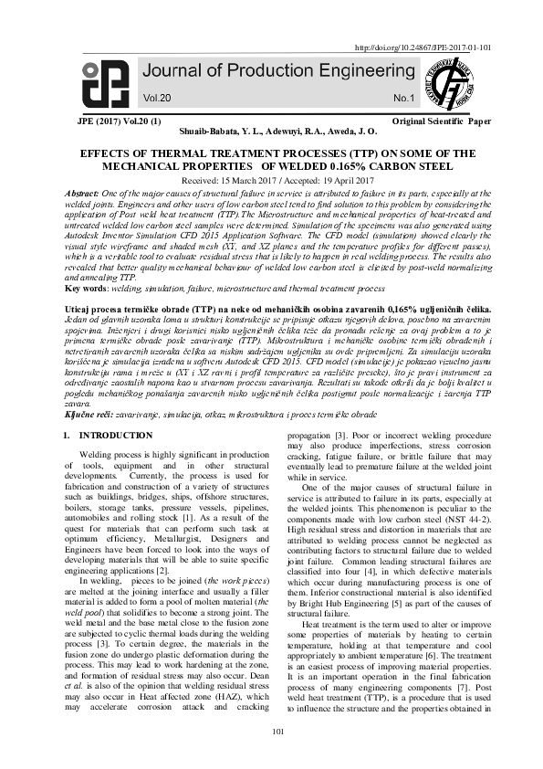(PDF) Effects of Thermal Treatment Processes (TTP) on Some of the Mechanical Properties of ...