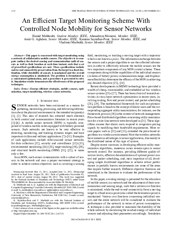 Pdf An Efficient Target Monitoring Scheme With Controlled Node